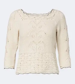 MARANT ETOILE Lua Pointelle Cotton And Wool Sweater - White
