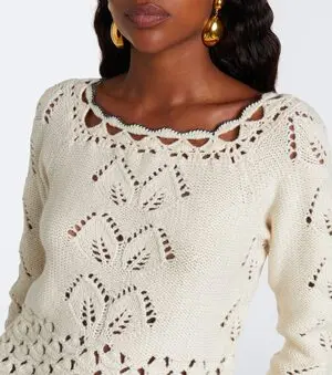 MARANT ETOILE Lua Pointelle Cotton And Wool Sweater - White