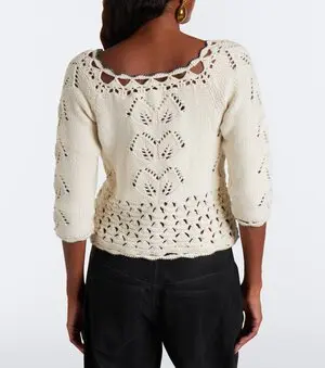 MARANT ETOILE Lua Pointelle Cotton And Wool Sweater - White