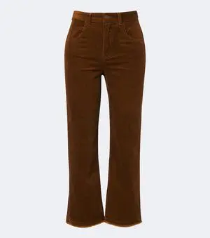 MARANT ETOILE Isabel Marant Étoile Ruthie Cropped Corduroy Straight Pants - Brown