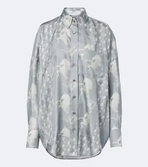 Stella McCartney Printed Silk Satin Button-down Shirt - Blue
