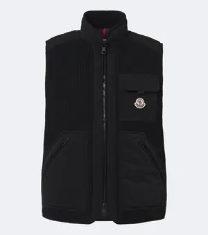 Moncler Lenevra Wool-blend Down Vest - Black