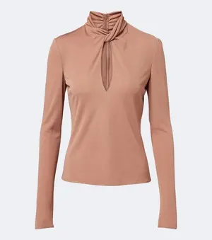 Valentino Garavani Cutout Jersey Crêpe Top - Pink