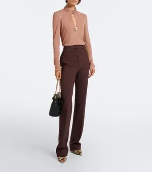 Valentino Garavani Cutout Jersey Crêpe Top