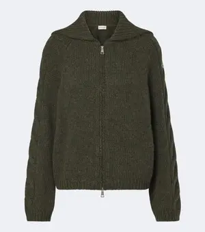 Moncler Alpaca And Wool-blend Cardigan - Green