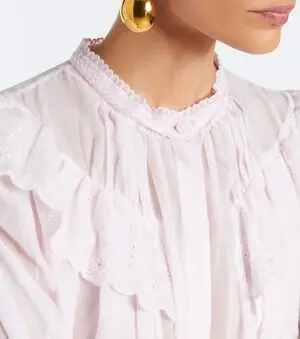 MARANT ETOILE Embroidered Ruffled Cotton Blouse