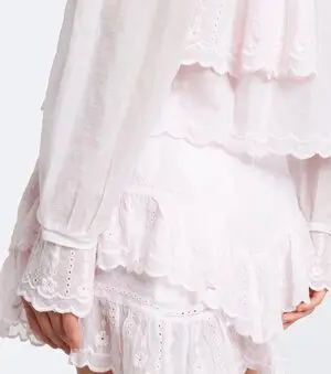 MARANT ETOILE Embroidered Ruffled Cotton Blouse