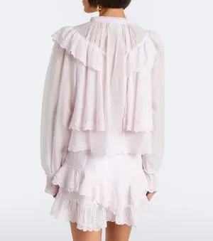 MARANT ETOILE Embroidered Ruffled Cotton Blouse
