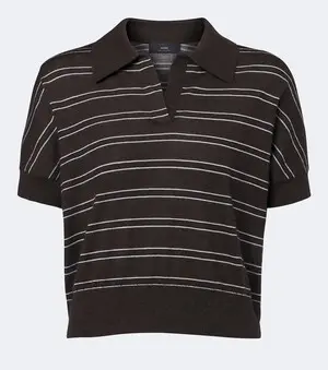Arch4 Darya Striped Cashmere Polo Shirt - Brown
