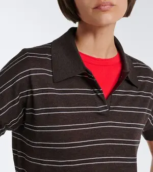 Arch4 Darya Striped Cashmere Polo Shirt