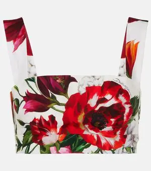 Dolce & Gabbana Floral Cotton Poplin Bra Top - Multicoloured