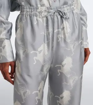 Stella McCartney Printed Silk Wide-leg Pants - Blue