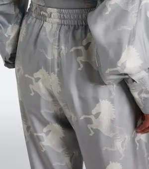 Stella McCartney Printed Silk Wide-leg Pants - Blue