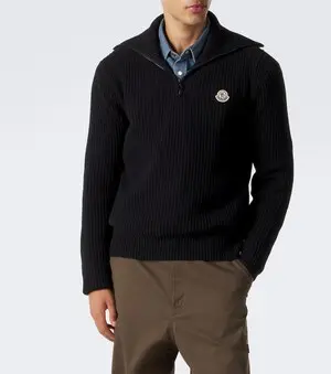 Moncler Ribbed-knit Virgin Wool Half-zip Sweater
