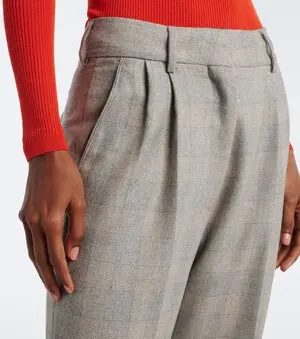 BLAZÉ MILANO Fox Checked Wool, Silk, And Cashmere Straight Pants