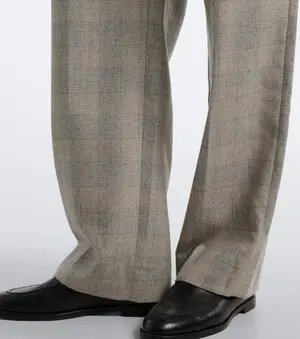 BLAZÉ MILANO Fox Checked Wool, Silk, And Cashmere Straight Pants