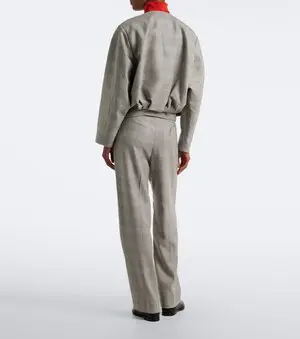 BLAZÉ MILANO Fox Checked Wool, Silk, And Cashmere Straight Pants
