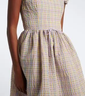 MARKARIAN Ginger Off-shoulder Seersucker Bustier Dress