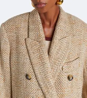 MARANT ETOILE Pilda Herringbone Double-breasted Coat - Beige