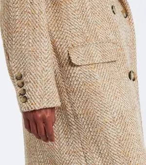 MARANT ETOILE Pilda Herringbone Double-breasted Coat - Beige