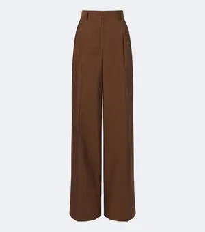 Stella McCartney Wool And Silk Wide-leg Trousers - Brown