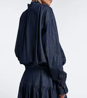 Dries Van Noten Tie-neck Denim Midi Dress