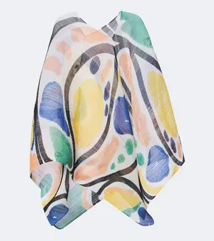 Issey Miyake Roll Madame-t Pleated Printed Poncho