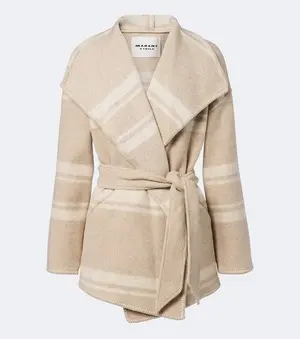MARANT ETOILE Brea Striped Wrap Coat - Beige