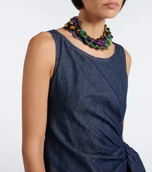 Dries Van Noten Draped Denim Midi Dress