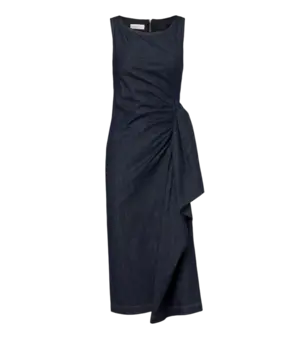 Dries Van Noten Draped Denim Midi Dress - Blue