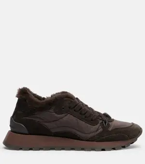 Brunello Cucinelli Monili Shearling-trimmed Sneakers