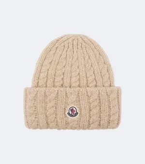 Moncler Cable-knit Alpaca And Wool-blend Beanie - Beige