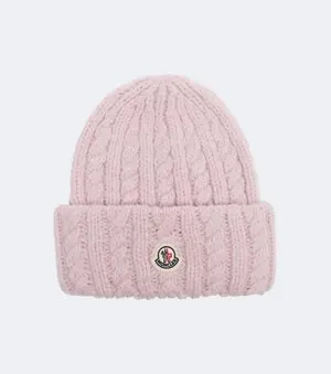 Moncler Cable-knit Alpaca And Wool-blend Beanie - Pink
