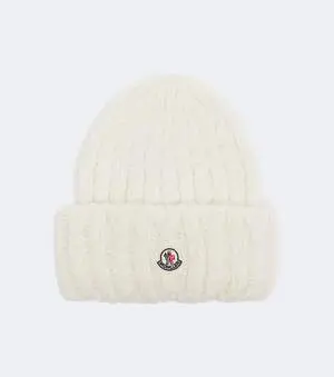 Moncler Cable-knit Alpaca And Wool-blend Beanie - White