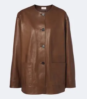 THE ROW Quintus Leather Jacket - Brown