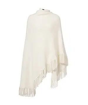 Arch4 Duchess Fringed Cashmere Poncho - White