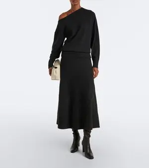 Arch4 Cashmere Midi Skirt - Black