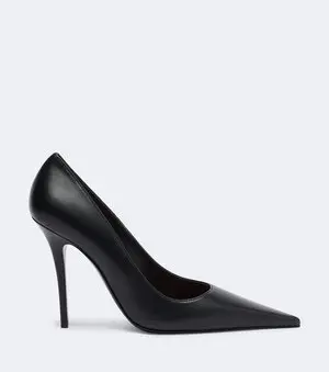 Amina Muaddi Barbara Leather Pumps - Black