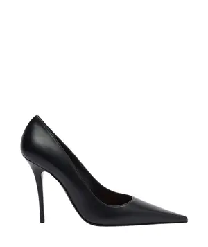 Amina Muaddi Barbara Pointed Toe Leather Pumps - Black