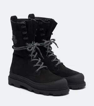 Moncler Vera Suede Lace-up Boots - Black