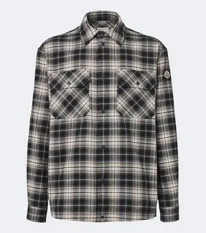 Moncler Checked Cotton Flannel Zip-up Shirt - Black