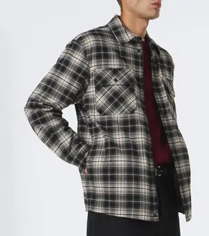 Moncler Checked Cotton Flannel Zip-up Shirt