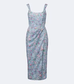 MARKARIAN Marla Floral Lace Bustier Dress - Blue