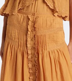 MARANT ETOILE Loraine Embroidered Ruffled Maxi Skirt - Orange