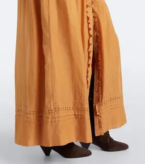 MARANT ETOILE Loraine Embroidered Ruffled Maxi Skirt - Orange