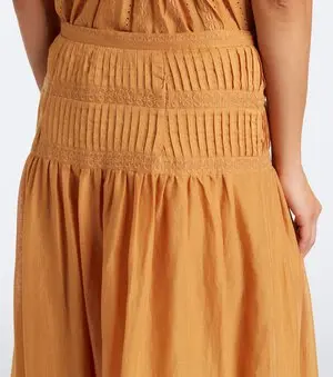 MARANT ETOILE Loraine Embroidered Ruffled Maxi Skirt - Orange