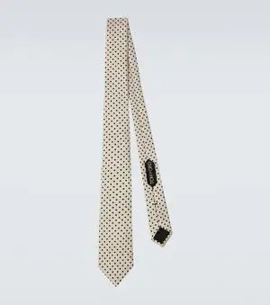 TOM FORD Polka-dot Silk Jacquard Tie - Beige