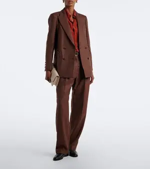BLAZÉ MILANO Fox Checked Virgin Wool Straight Pants