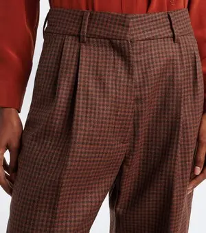 BLAZÉ MILANO Fox Checked Virgin Wool Straight Pants