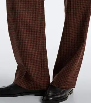 BLAZÉ MILANO Fox Checked Virgin Wool Straight Pants